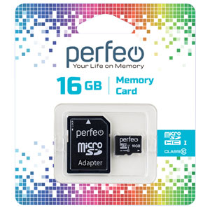 Карта памяти Perfeo microSD 16GB High-Capacity Class 10