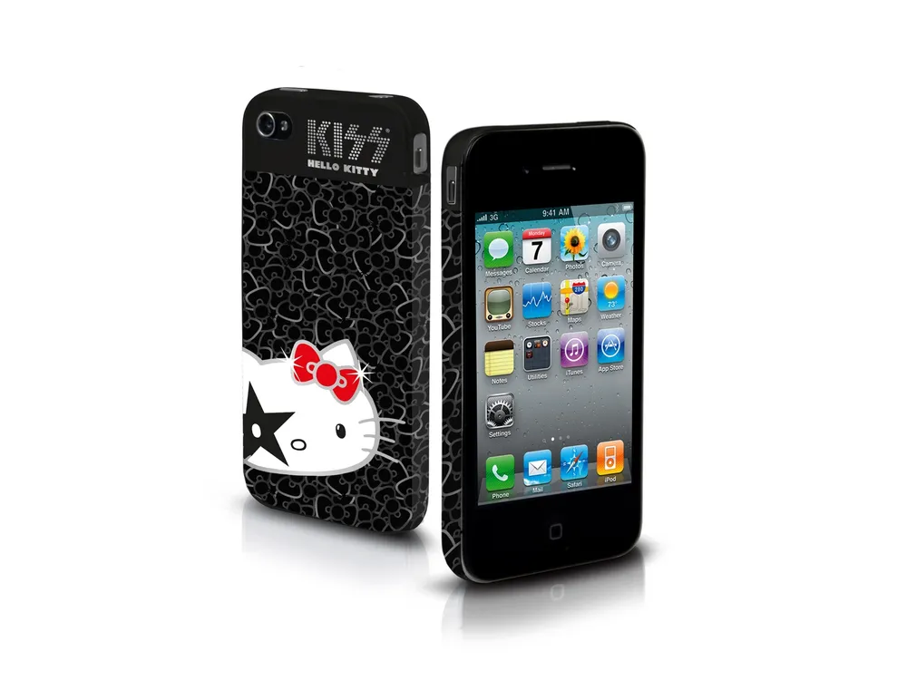 Чехол для Iphone 4/4S черный с рисунком Hello Kitty Kiss