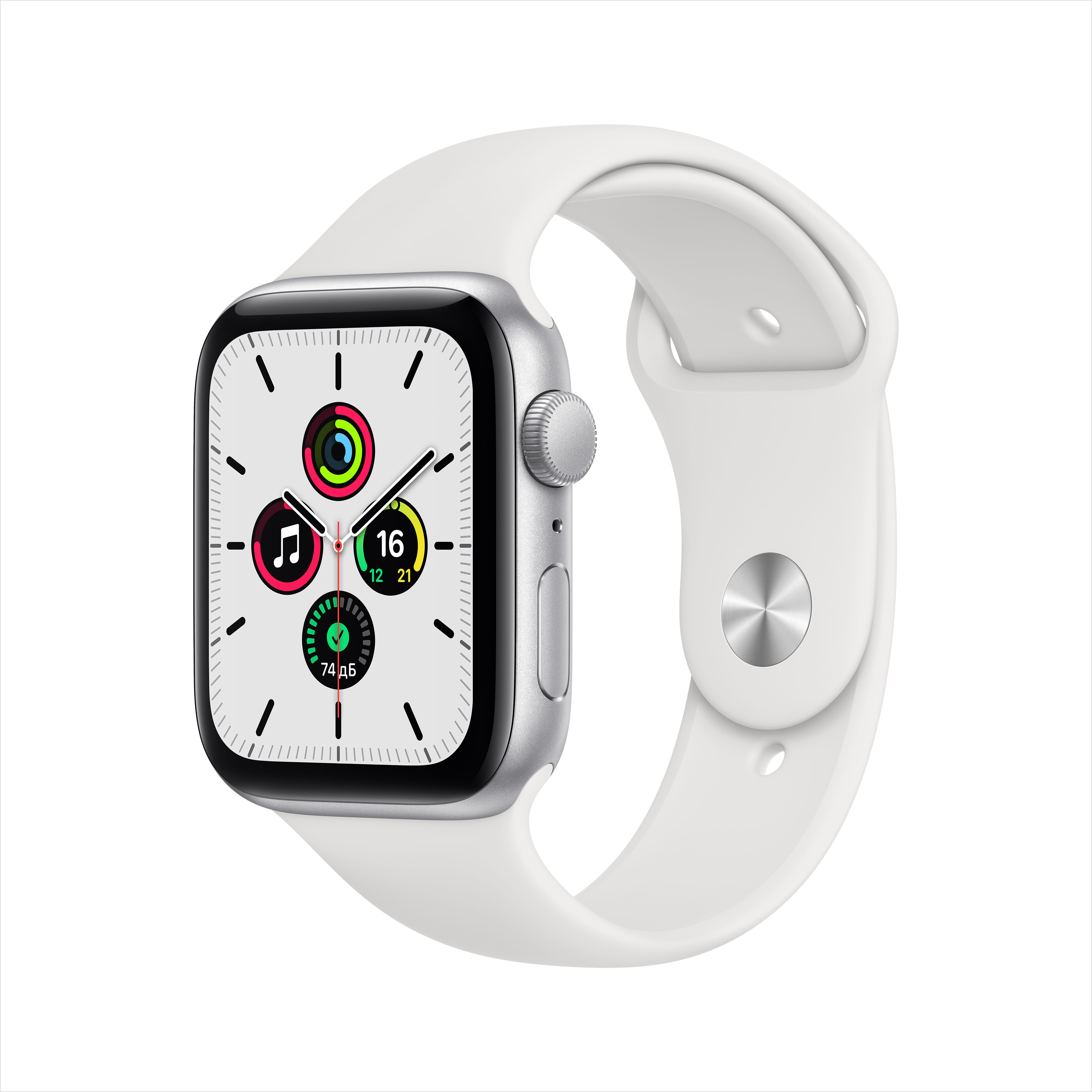 Смарт-часы Apple Watch SE 44mm Silver with White Sport Band