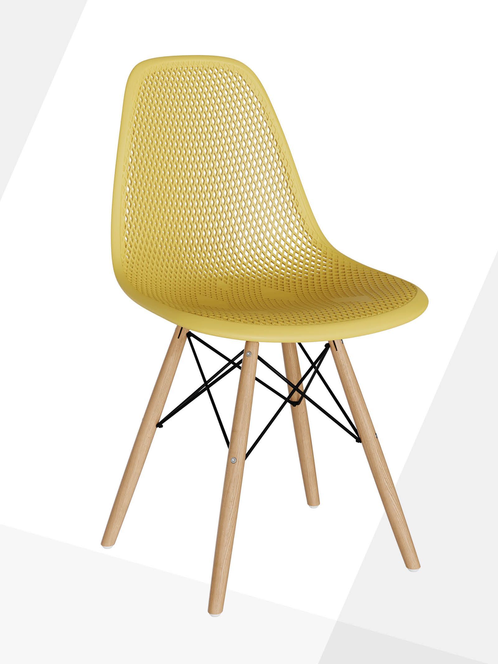 Стул для кухни СтулБержи EAMES DSW, деревянные ножки, 1 шт., горчичный