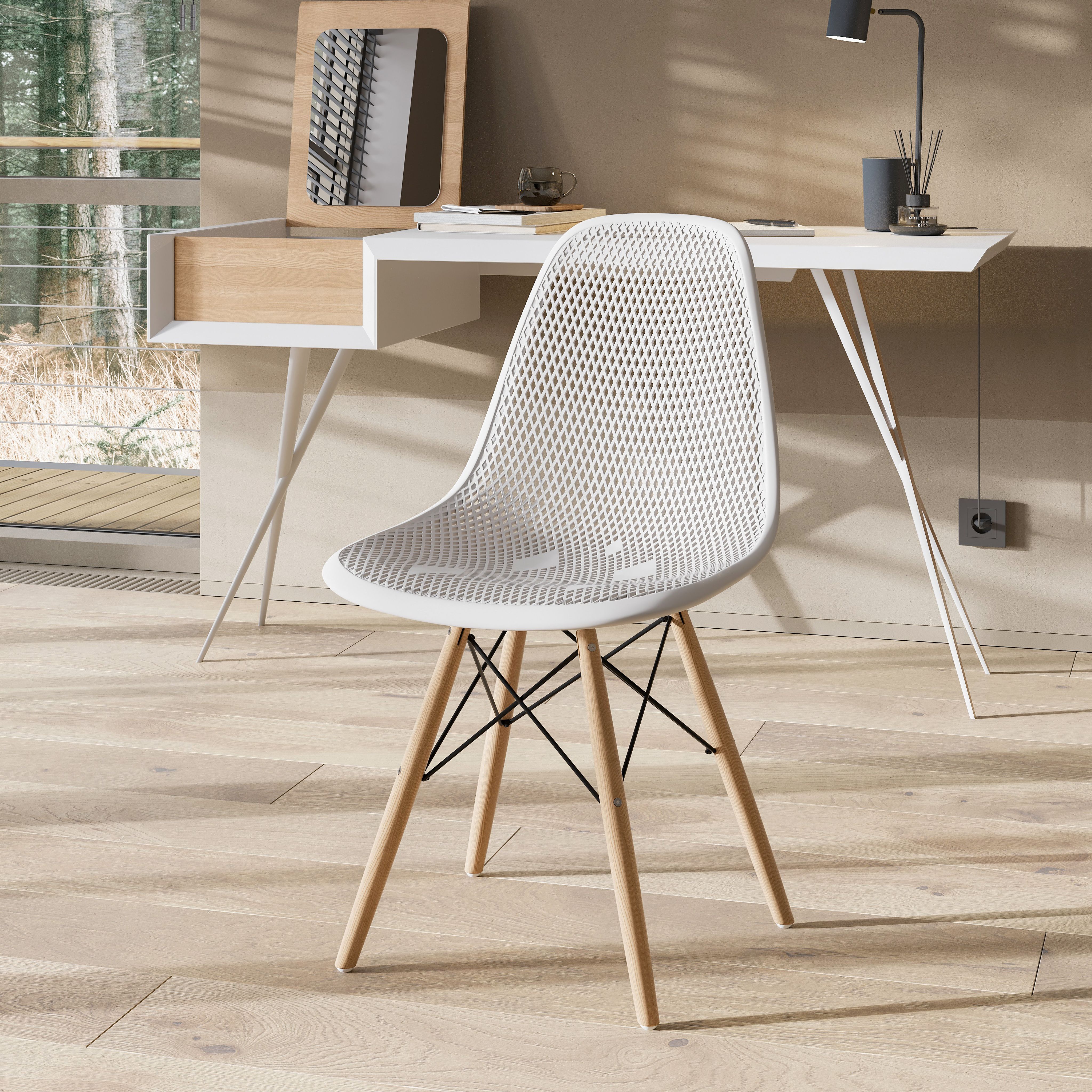 Стул для кухни СтулБержи EAMES DSW, деревянные ножки, 1 шт., белый