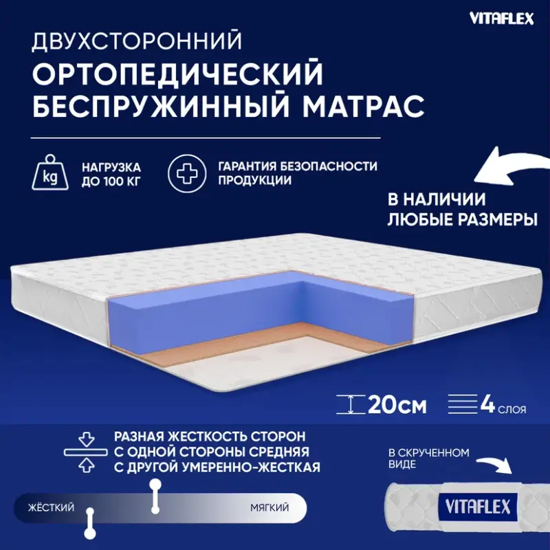 Ортопедический беспружинный матрас VITAFLEX Medicine 19V Sk 180x200