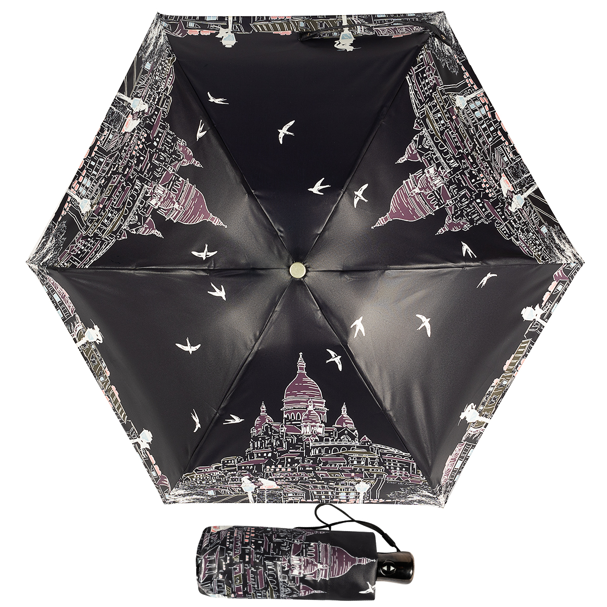 Зонт складной женский автоматический Guy De Jean 3025-OC noir