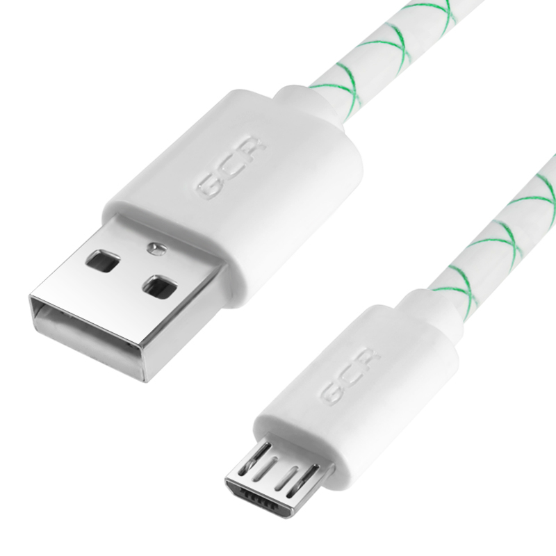 Кабель GCR USB 2.0 AM - microB 5pin 30cm White-Green GCR-53208