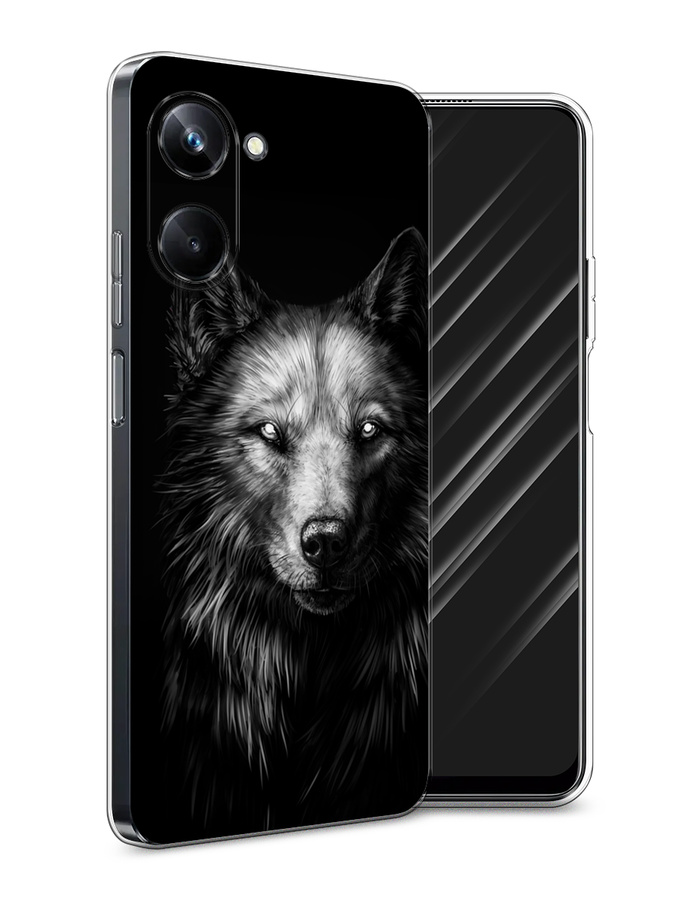 Чехол Awog на Realme 10 Pro "Волк черно белый"