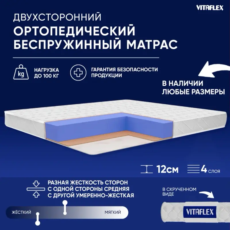 Ортопедический беспружинный матрас VITAFLEX Medicine 11V Sk 175x185