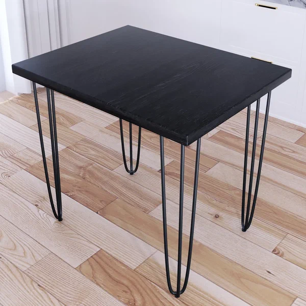 Стол кухонный Solarius Loft металл-дерево 110x70х75 цвет черного оникса с черными ножками