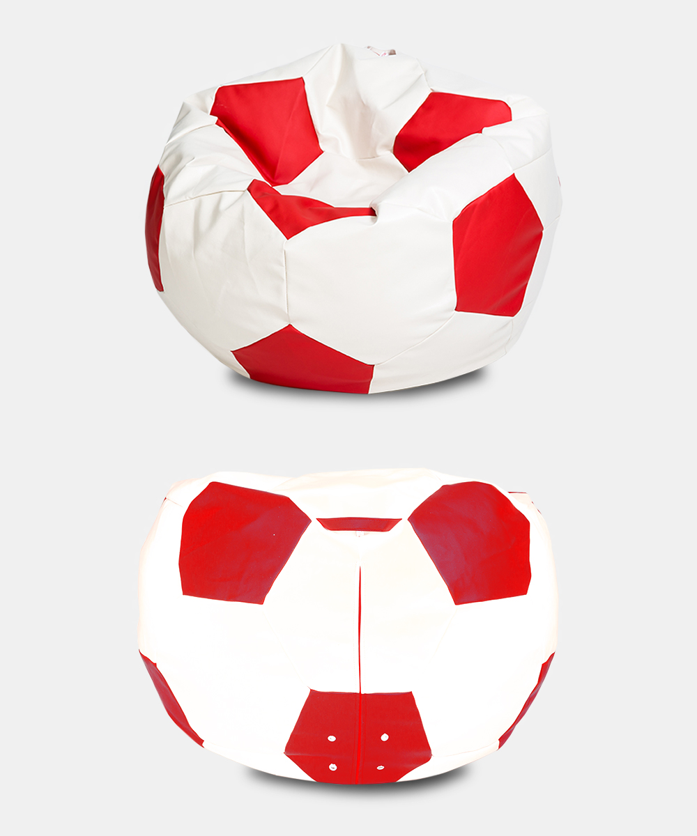 Кресло-мешок WowPuff Мяч Футбольный большой, Бело-красный