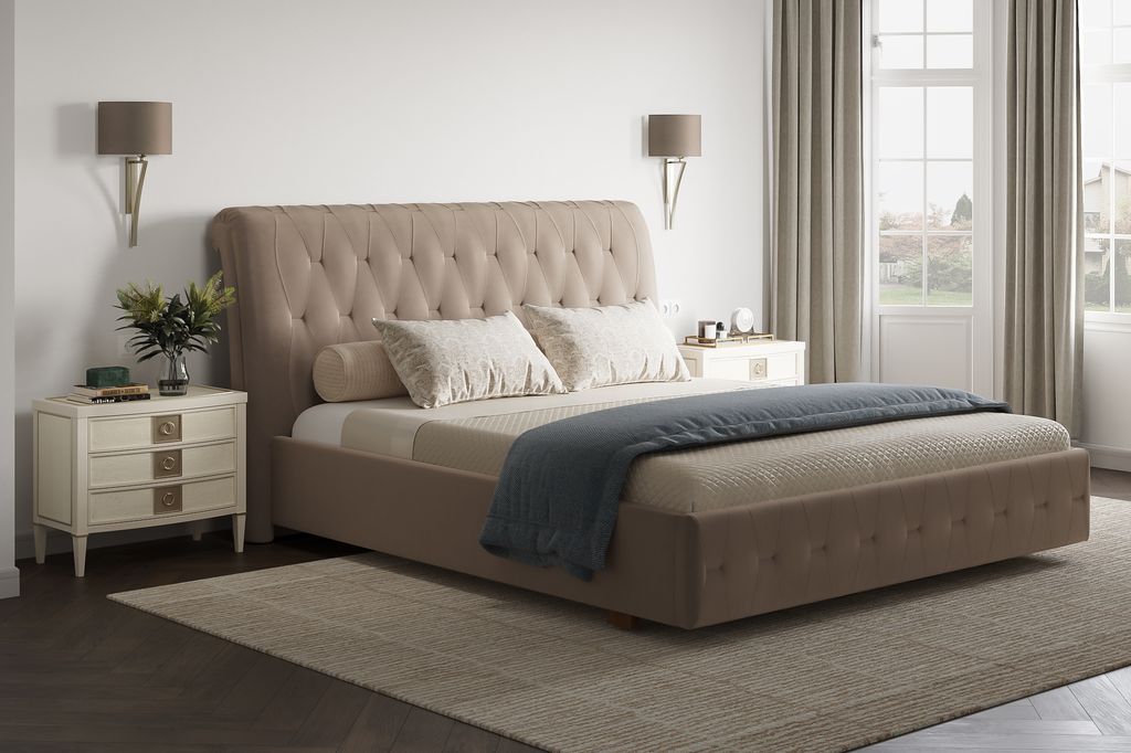 Кровать двуспальная MyCloud Бордо 120x200 с мягкими подушками в изголовье