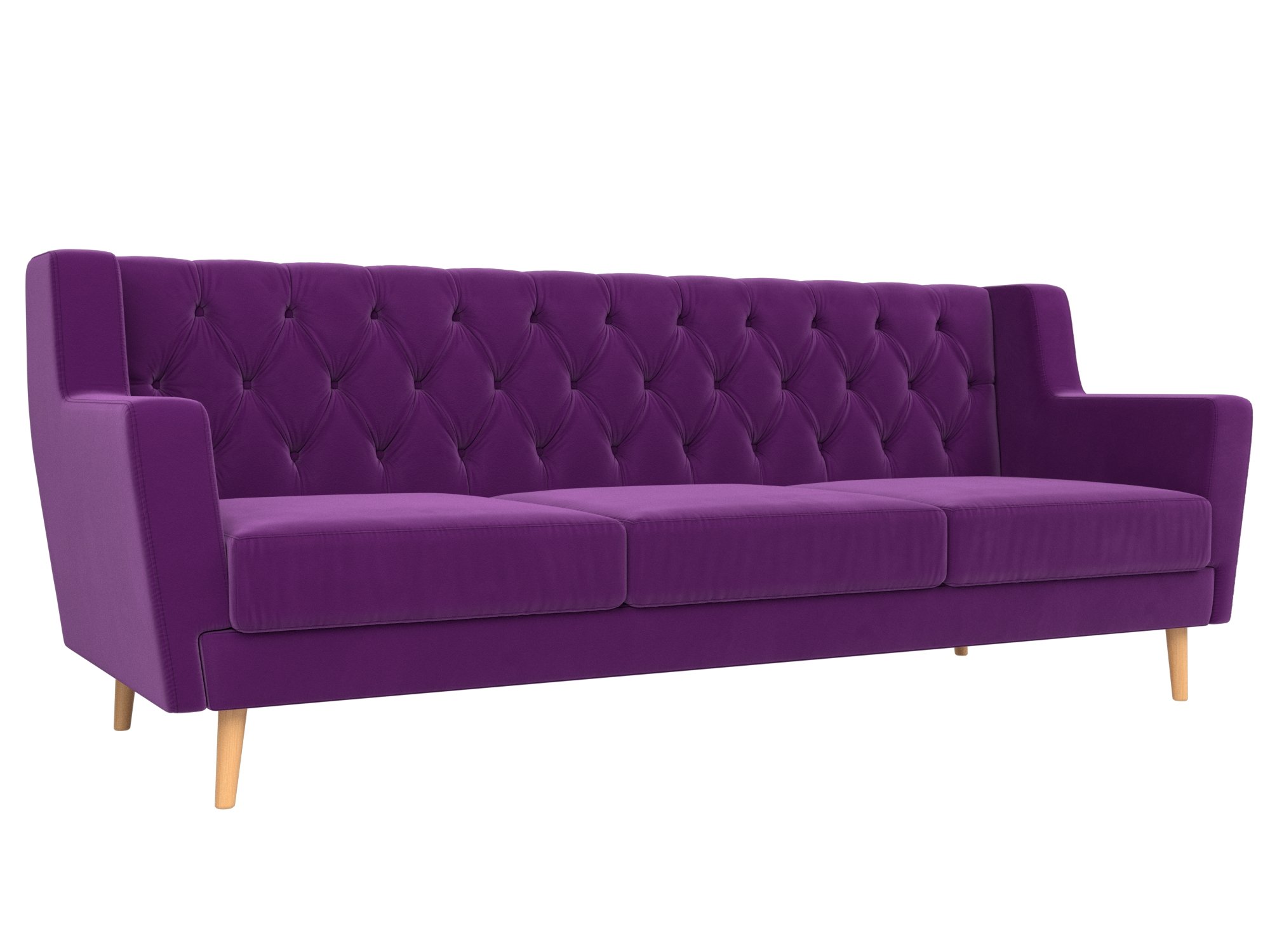 Прямой диван Брайтон 3 Люкс микровельвет фиолетовый