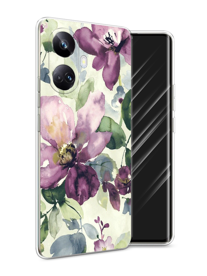 Чехол Awog на Realme 10 Pro+ "Сиреневые цветы-акварель"