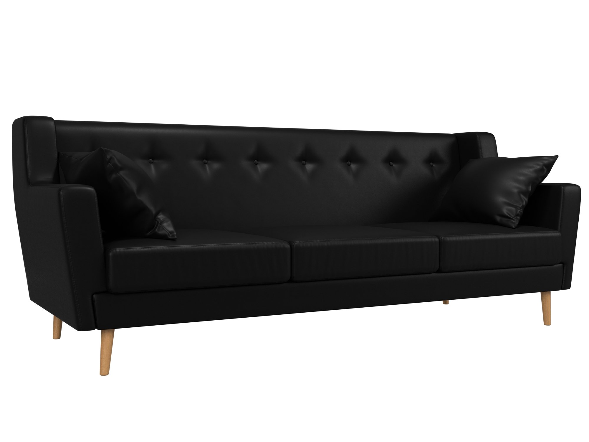Прямой диван Брайтон 3 экокожа черный