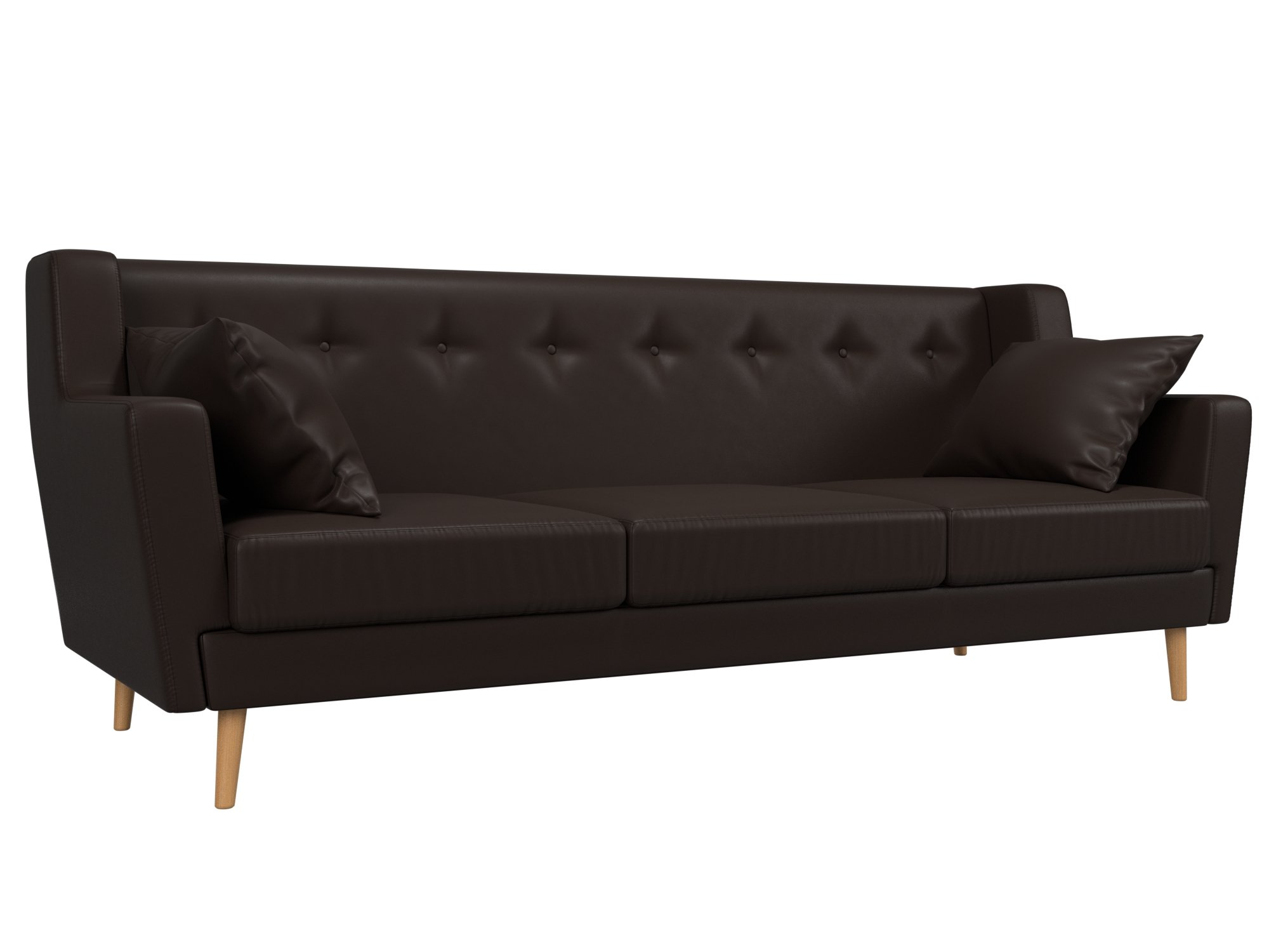 Прямой диван Брайтон 3 экокожа коричневый