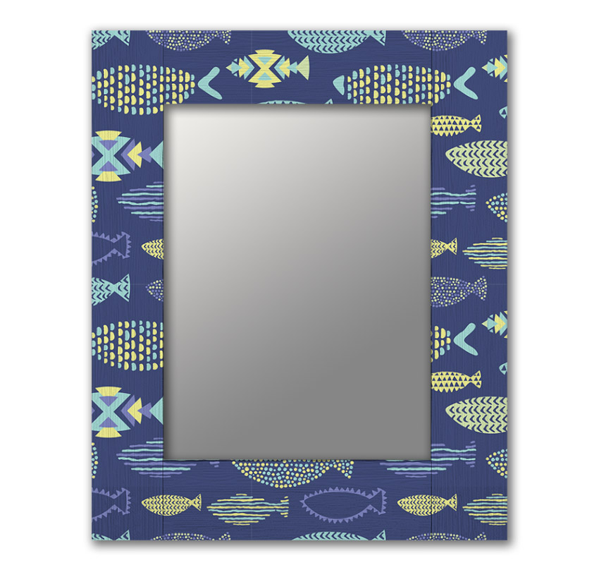 Настенное зеркало Синие рыбки 75х140 см