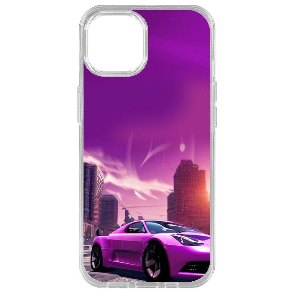 Чехол-накладка Krutoff Clear Case Розовое авто для iPhone 14 Plus