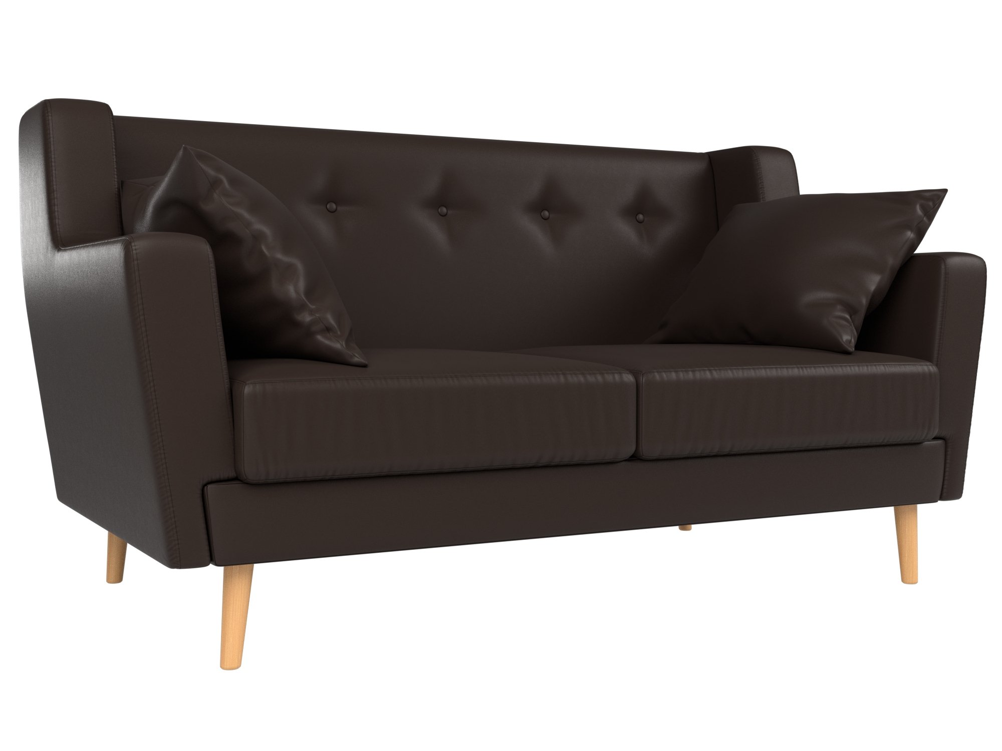 Прямой диван Брайтон 2 экокожа коричневый