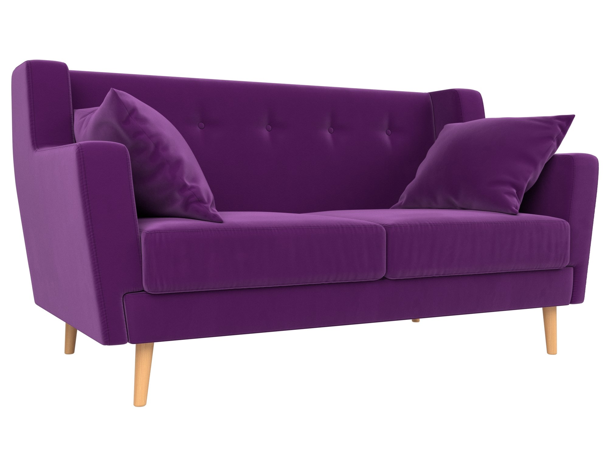 Прямой диван Брайтон 2 микровельвет фиолетовый