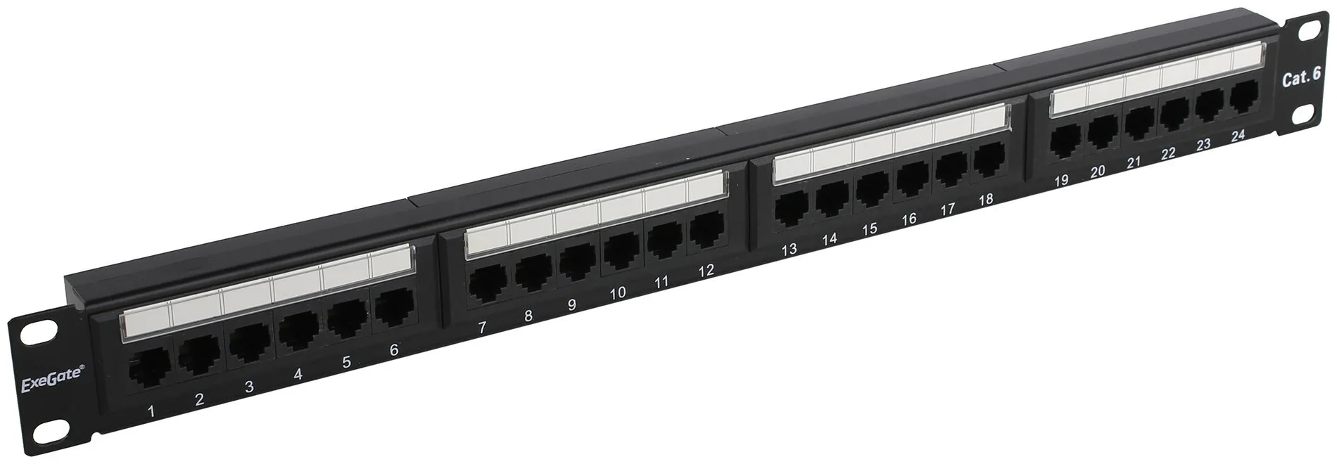 Патч-панель телефонная 19", 1U 25 port Exegate разъём RJ-12 6P4C, RoHS, цвет черный