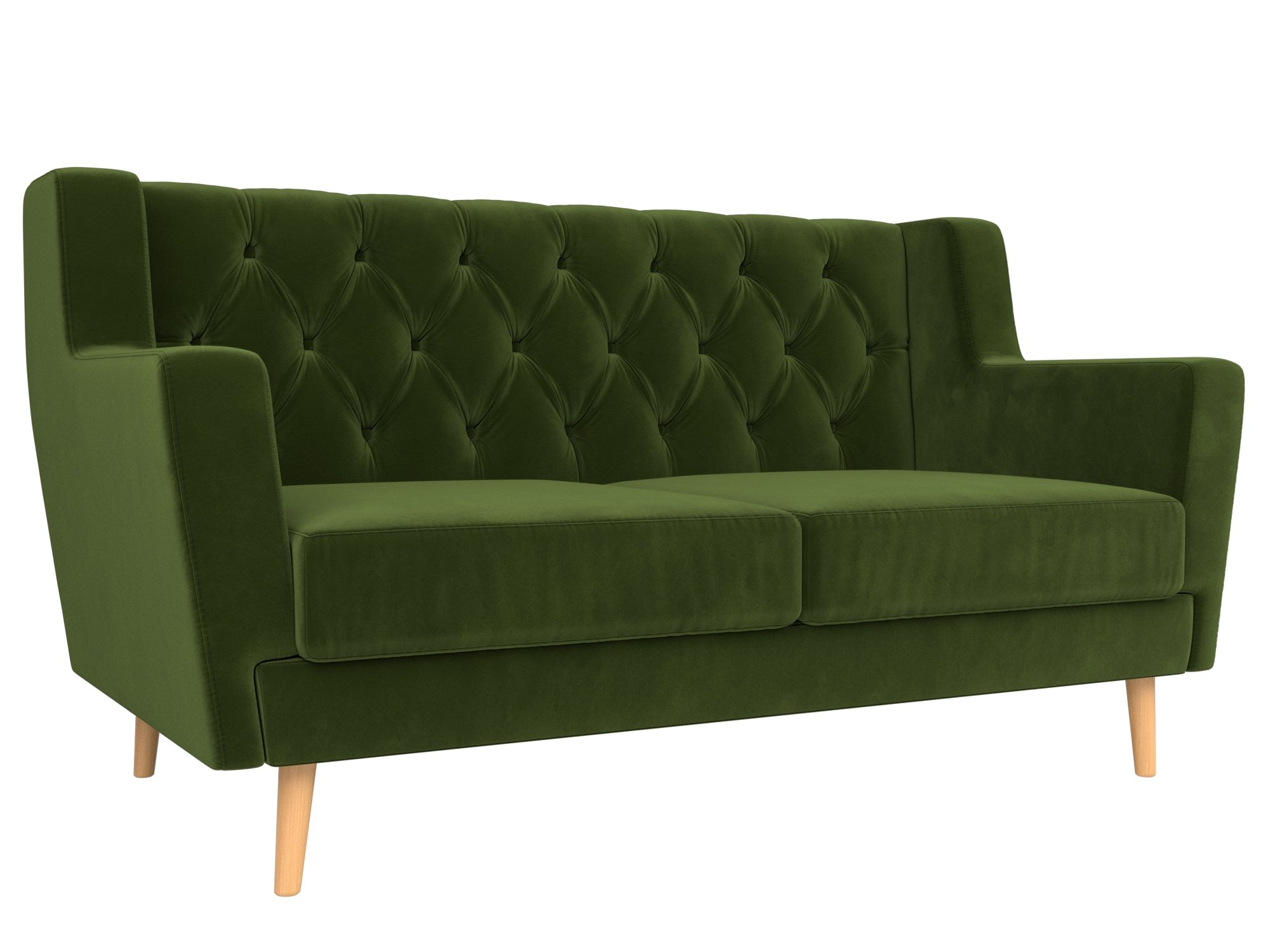 Прямой диван Брайтон 2 Люкс микровельвет зеленый