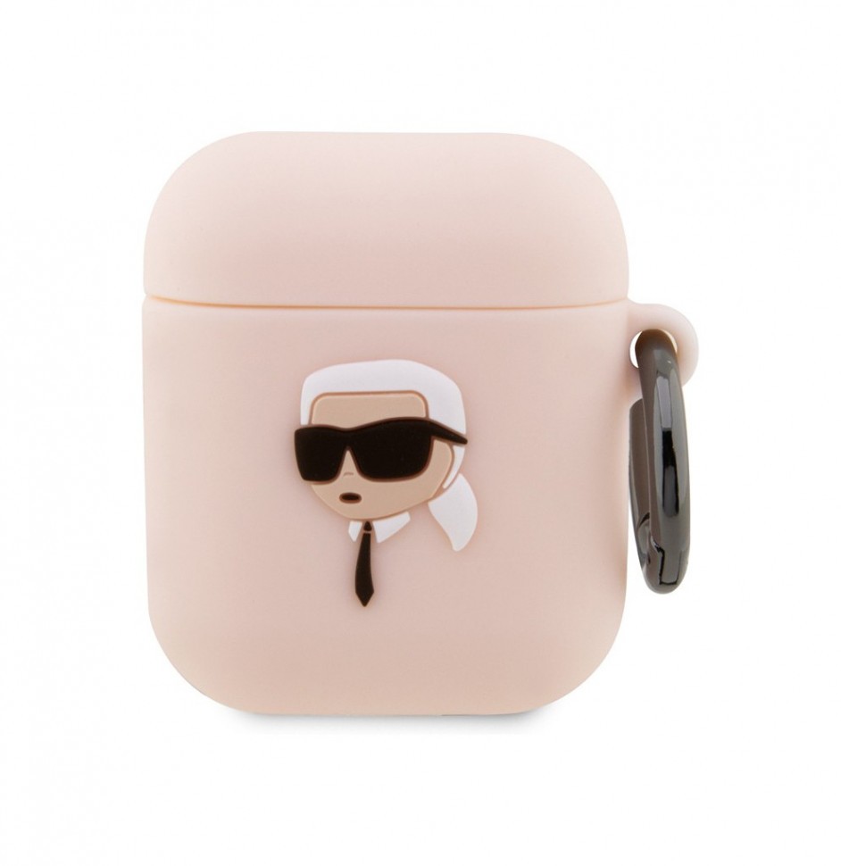Чехол с карабином Karl Lagerfeld Silicone case NFT 3D Karl для AirPods 1/2, Розовый