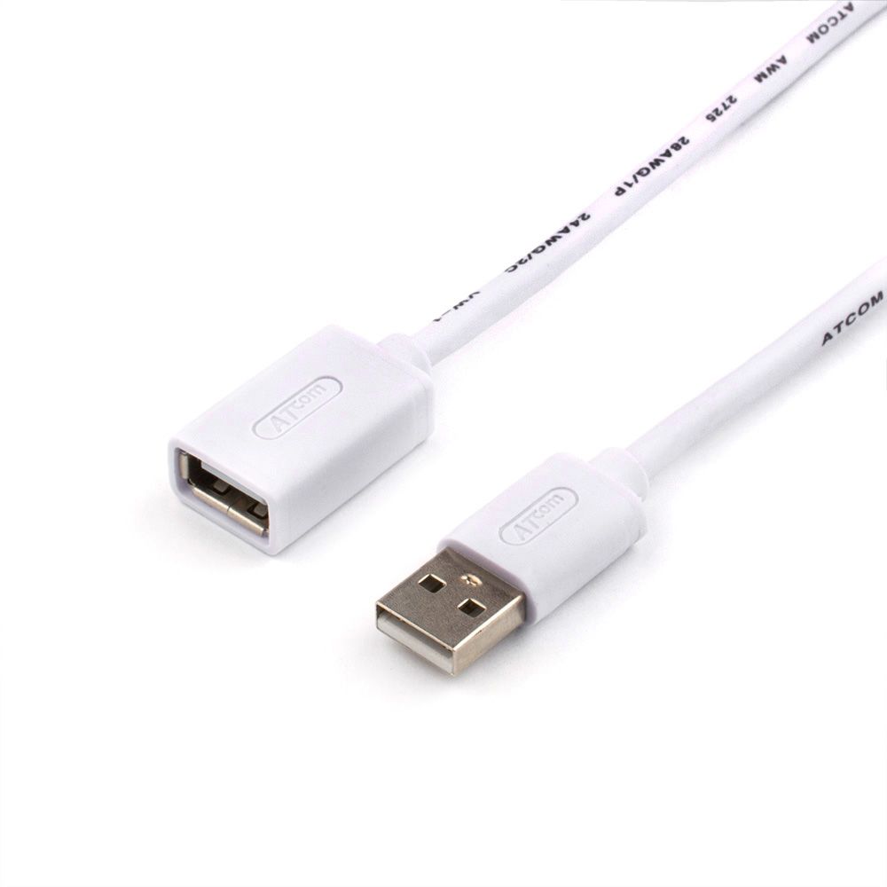 Кабель Atcom USB A-USB A, M-F 0,8м White (AT3788)