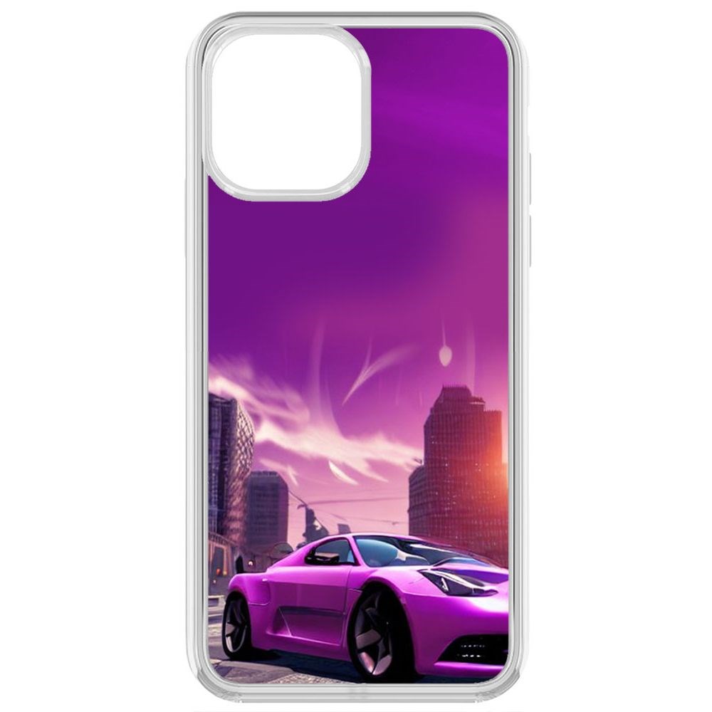 Чехол-накладка Krutoff Clear Case Розовое авто для iPhone 13 Pro Max