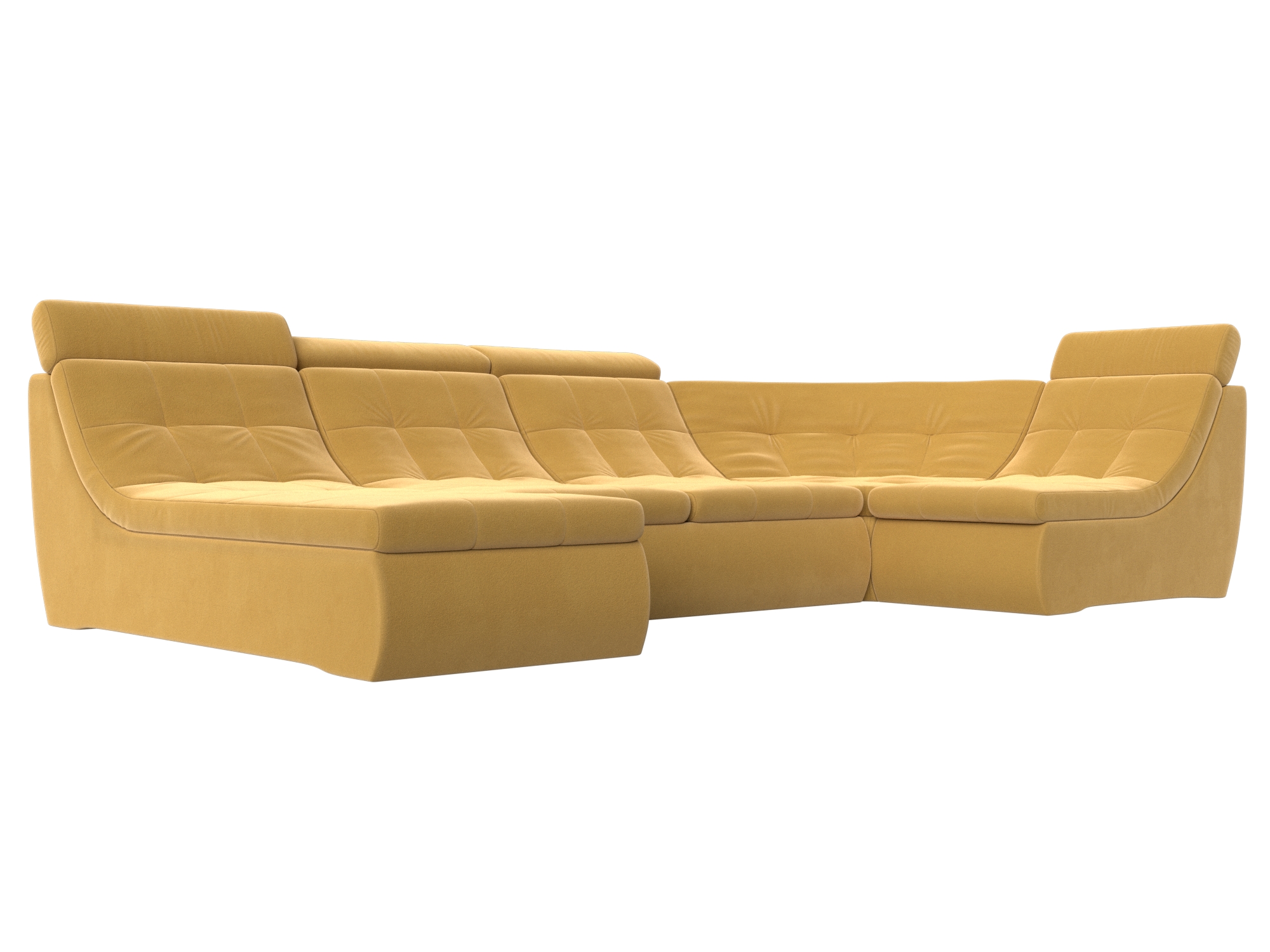 П-образный модульный диван Холидей Люкс микровельвет желтый
