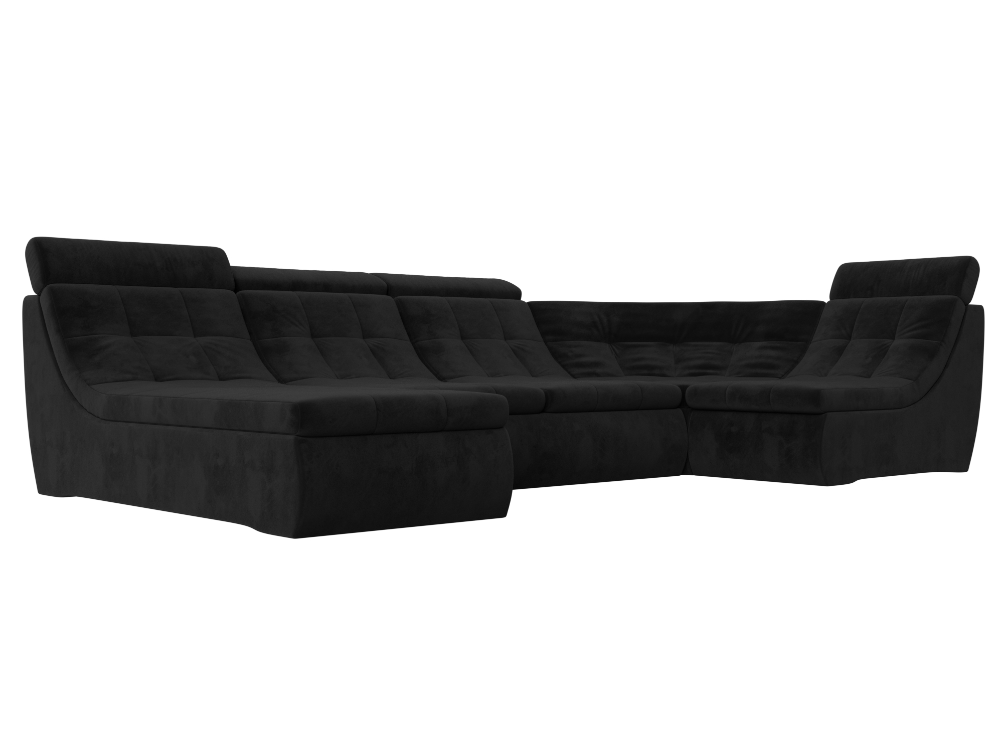 П-образный модульный диван Холидей Люкс велюр черный