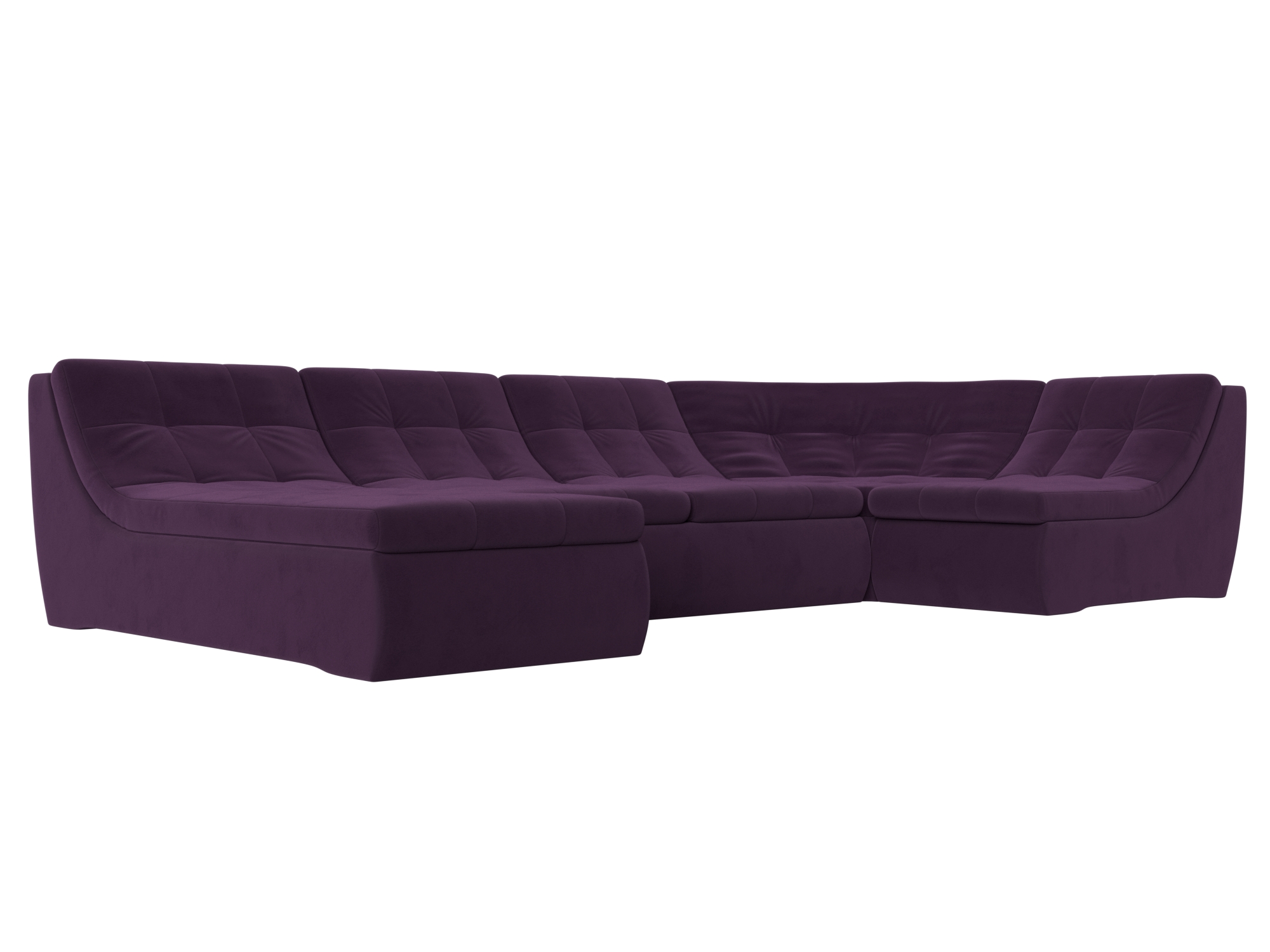 П-образный модульный диван Холидей велюр фиолетовый