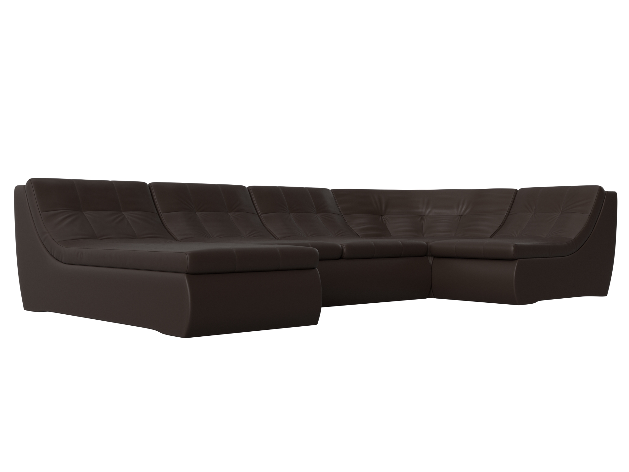 П-образный модульный диван Холидей экокожа коричневый