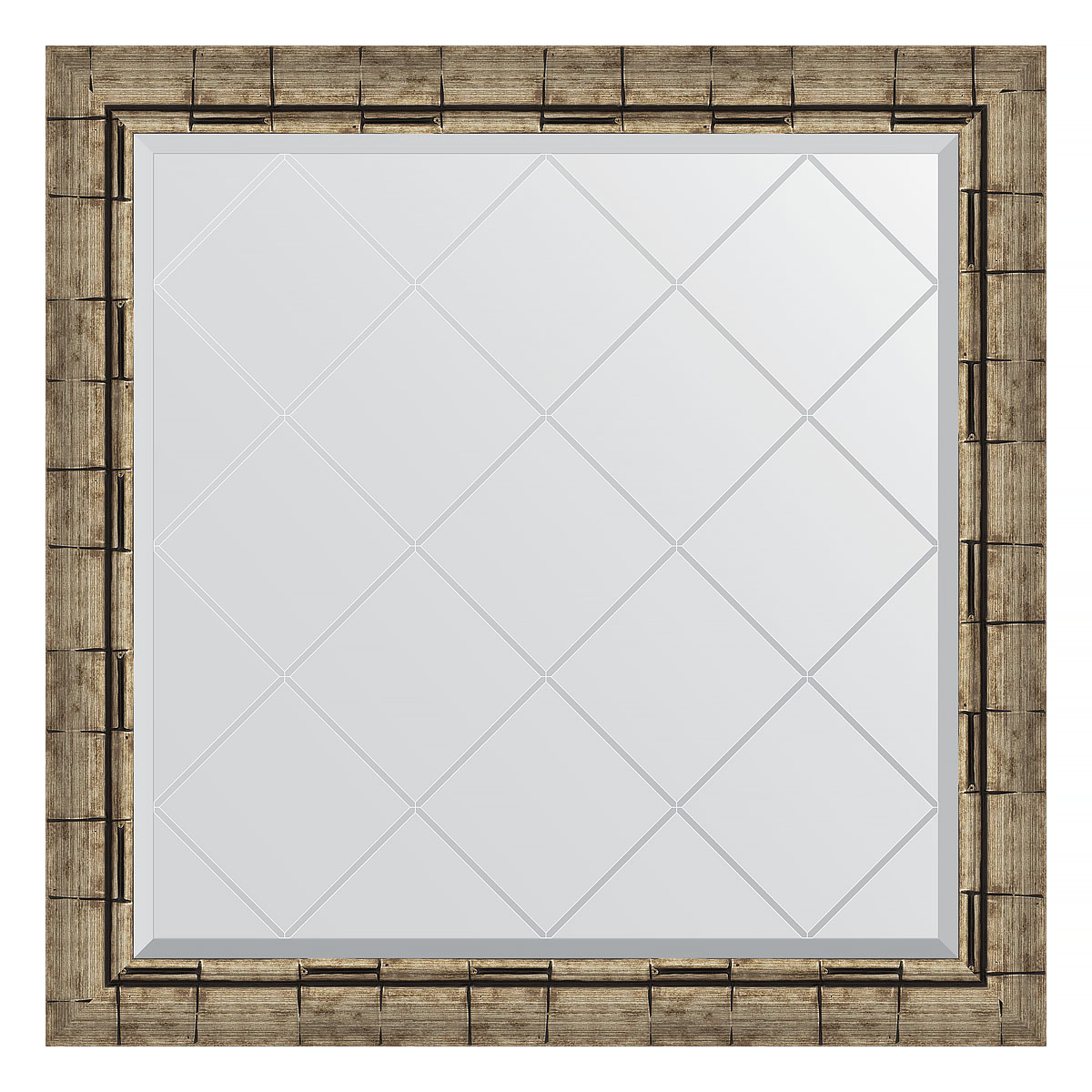 Зеркало с гравировкой в раме 83x83см Evoform BY 4308 серебряный бамбук