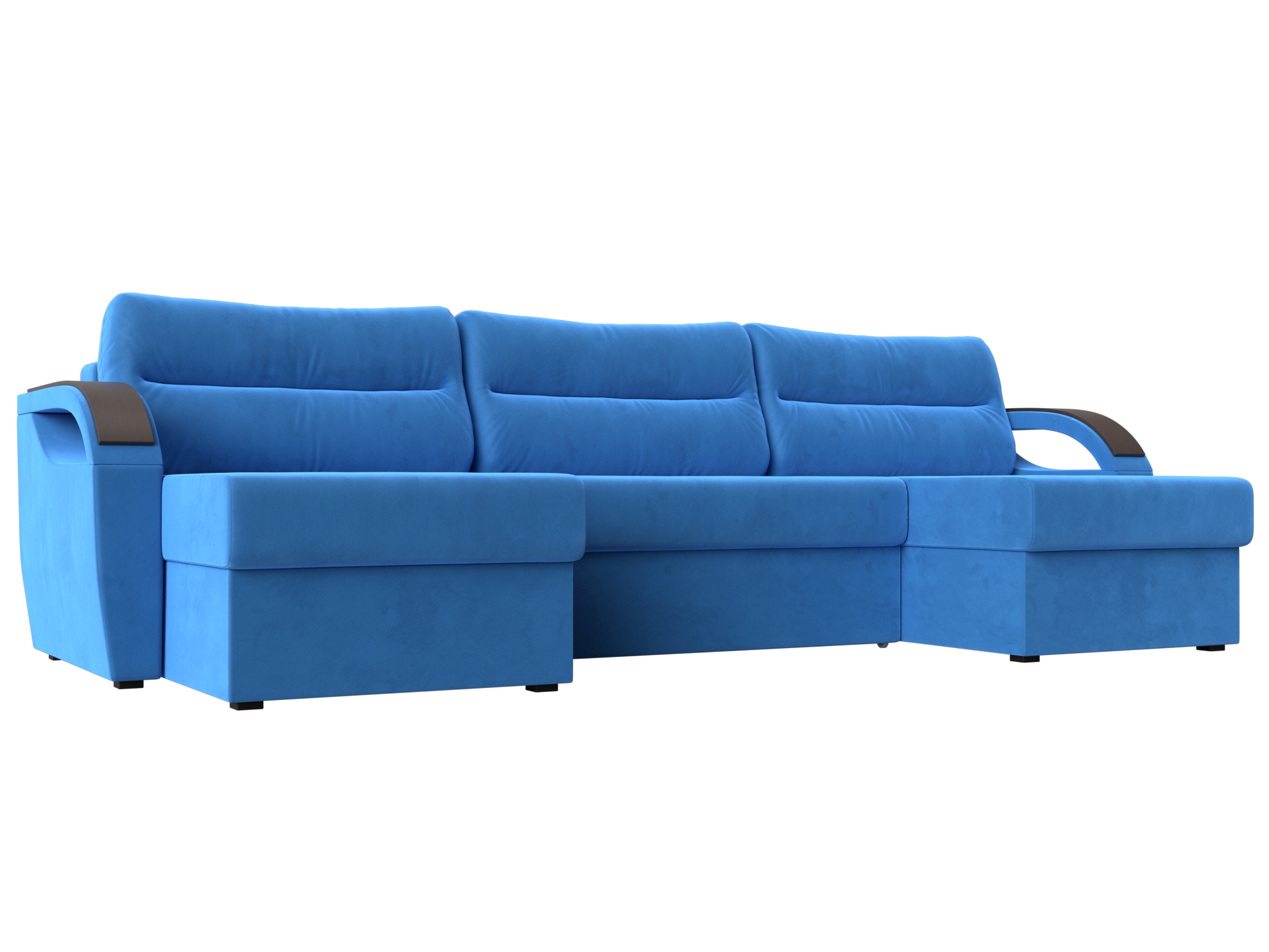 П-образный диван Форсайт велюр голубой