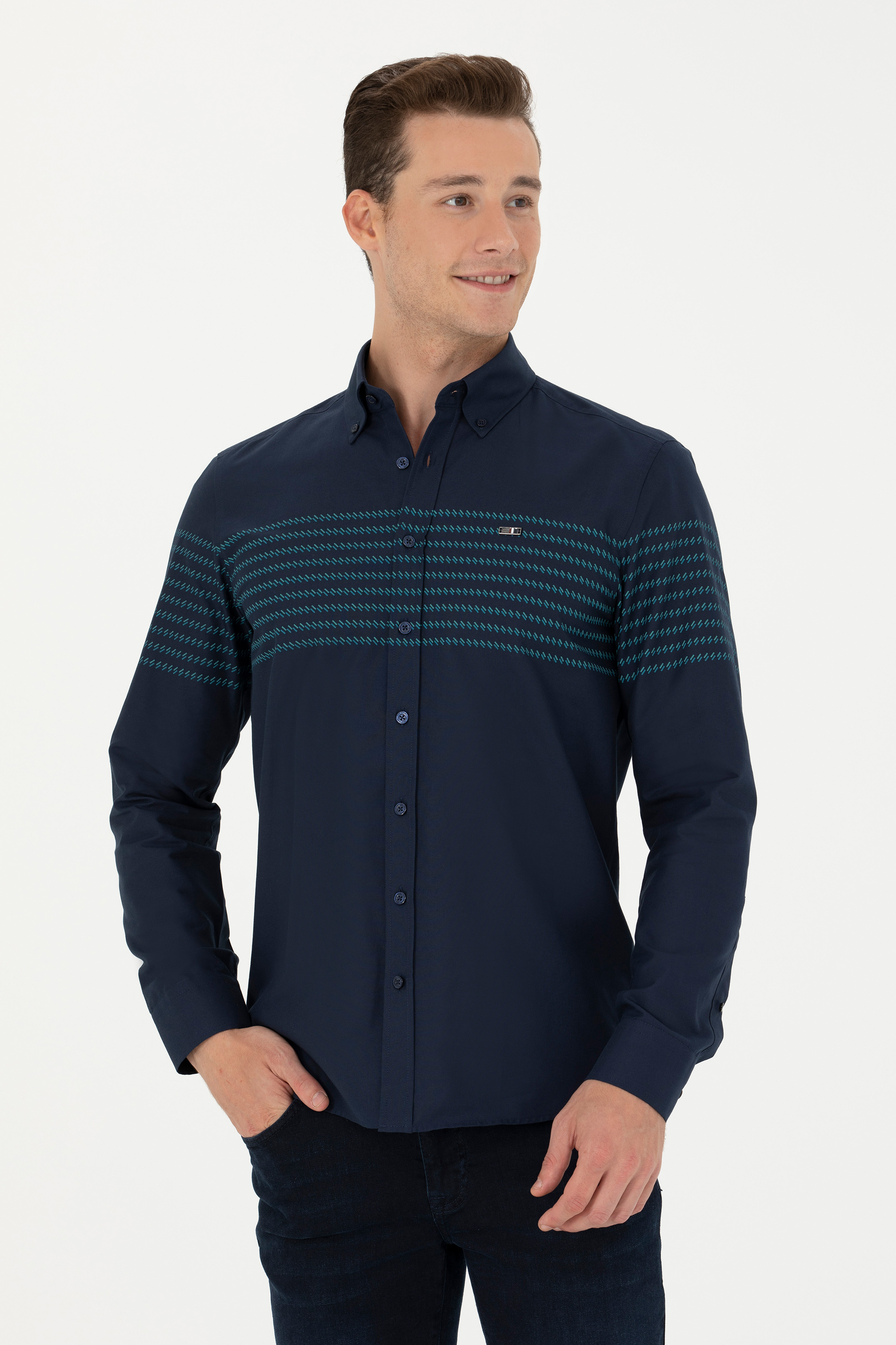 Рубашка мужская US Polo Assn G081GL0040YELO синяя M