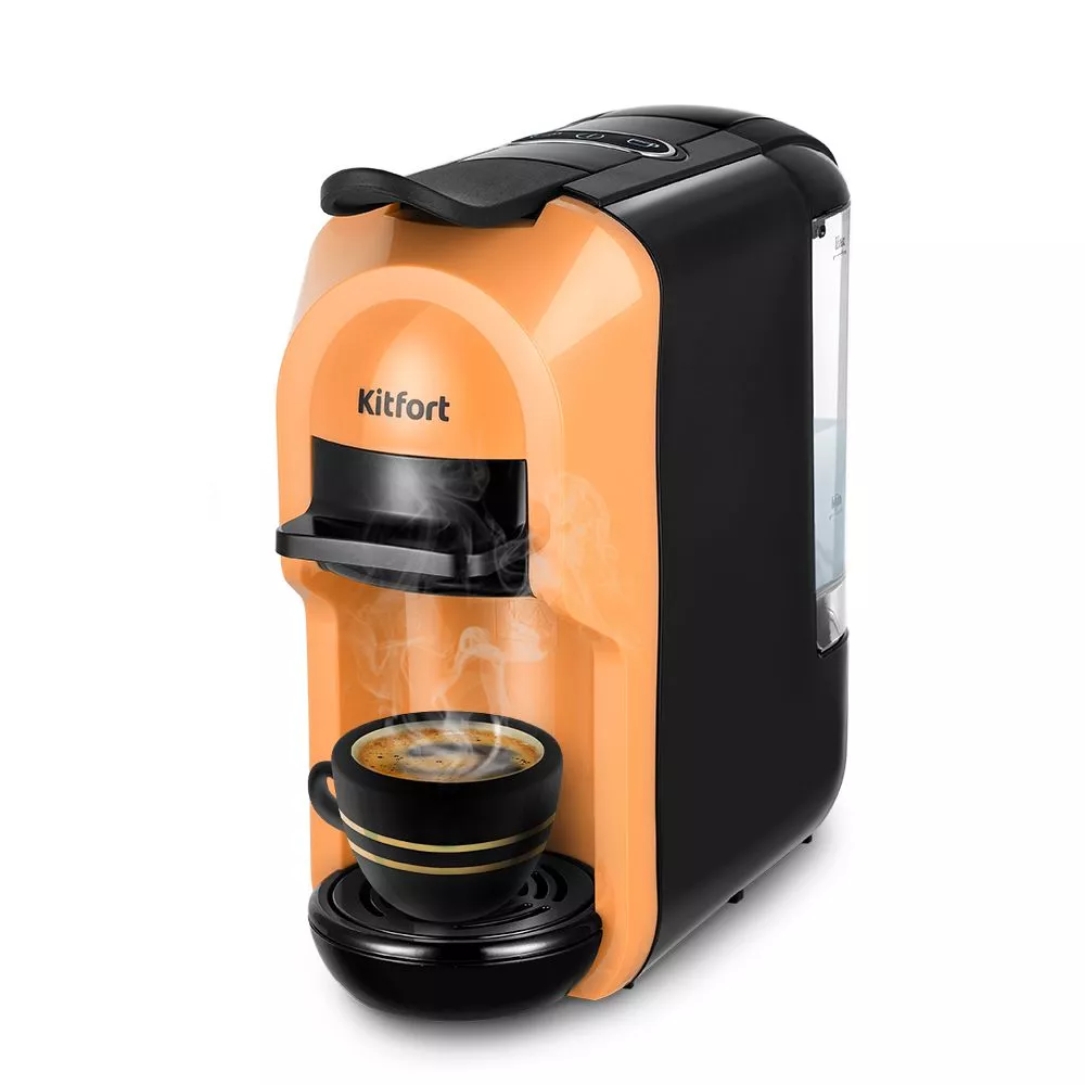 Кофемашина капсульного типа Kitfort КТ-7404 оранжевая, черная