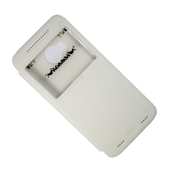 Чехол для HTC One (M9+) флип боковой пластик-кожзам с окошком Nillkin Sparkle <белый>