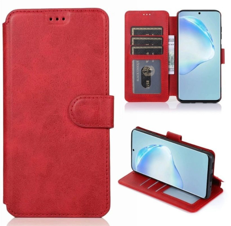 Чехол книжка подставка на Samsung Galaxy M32 M325/A22 кожаный флип на магнитах красный