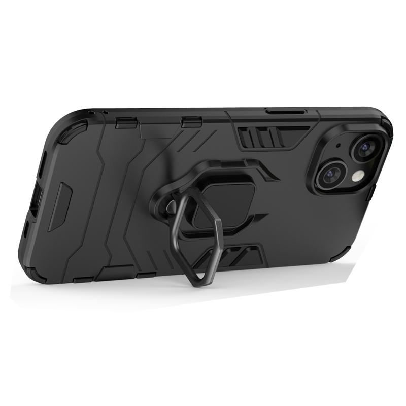 Противоударный чехол с кольцом Black Panther Case для iPhone 14 Max, черный