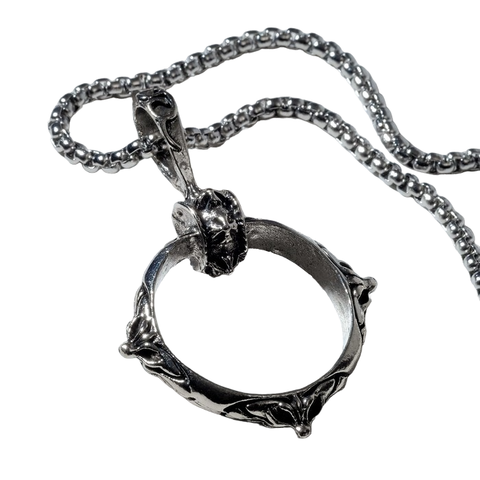 Кулон мужской "Кольцо с крестами" обруч, цвет серебро, 70см