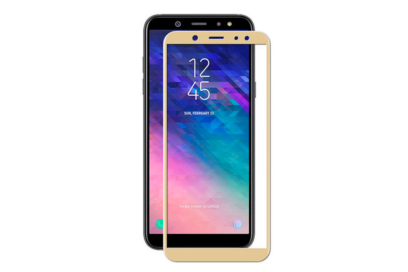 Стекло с цветной рамкой на весь экран для Samsung Galaxy A6 Plus (2018)