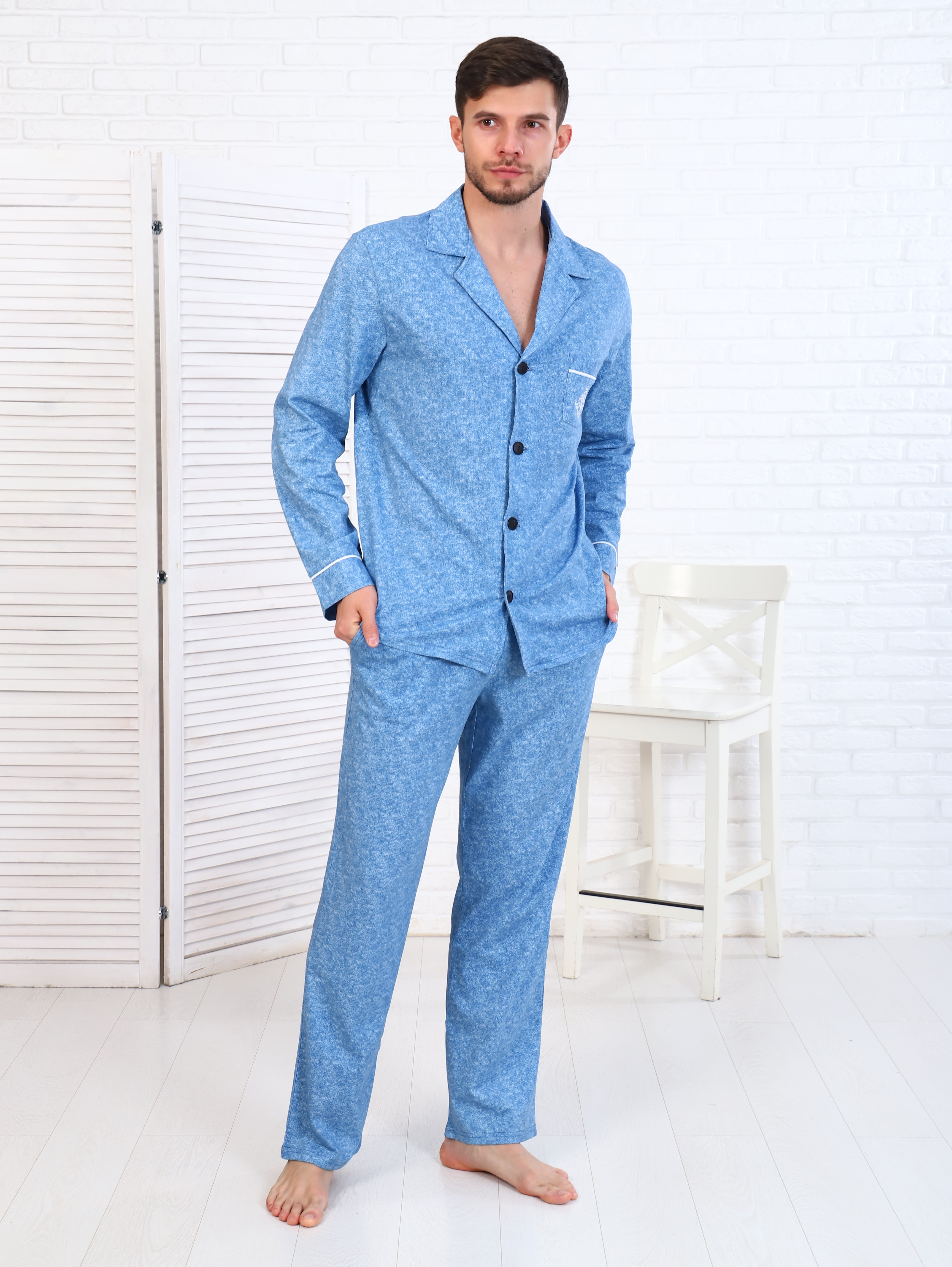 Пижама мужская Новое кимоно 9-194 голубая 46 RU