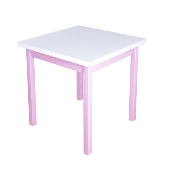 Стол кухонный Solarius Классика квадратный 75х75х75, белый с розовыми ножками
