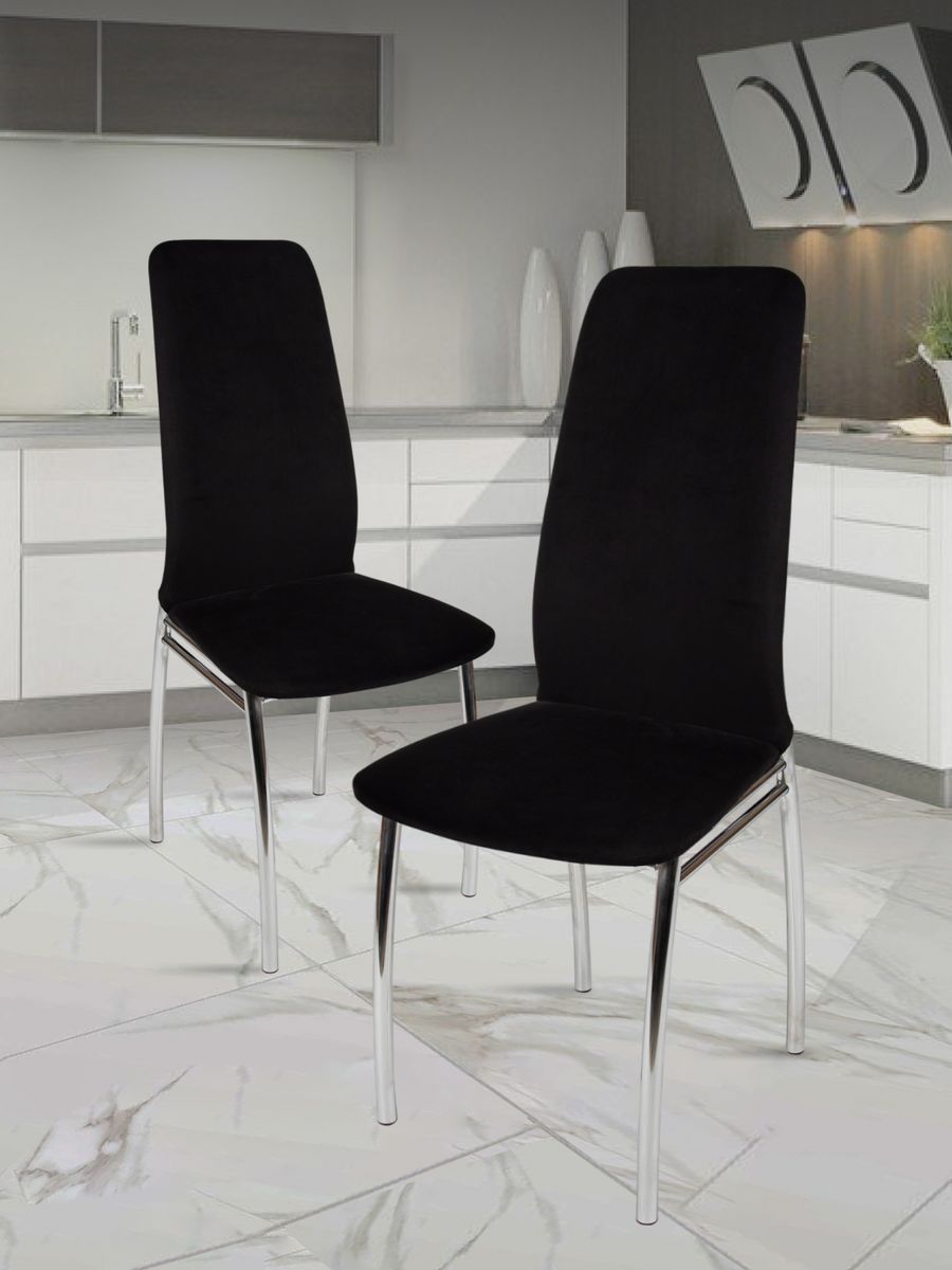 Кухонные стулья мягкие со спинкой Мебель Хром 2 шт черный
