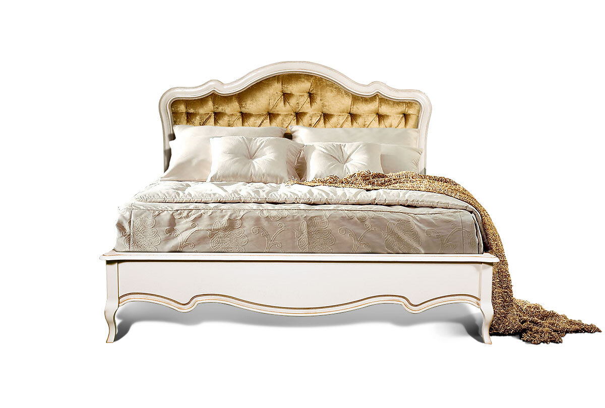 Кровать Трио 160, белая эмаль с золотой патиной