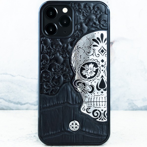 Чехол iPhone 14 Pro - Mexican Katrina's Skull LUX Black - Euphoria HM Premium
