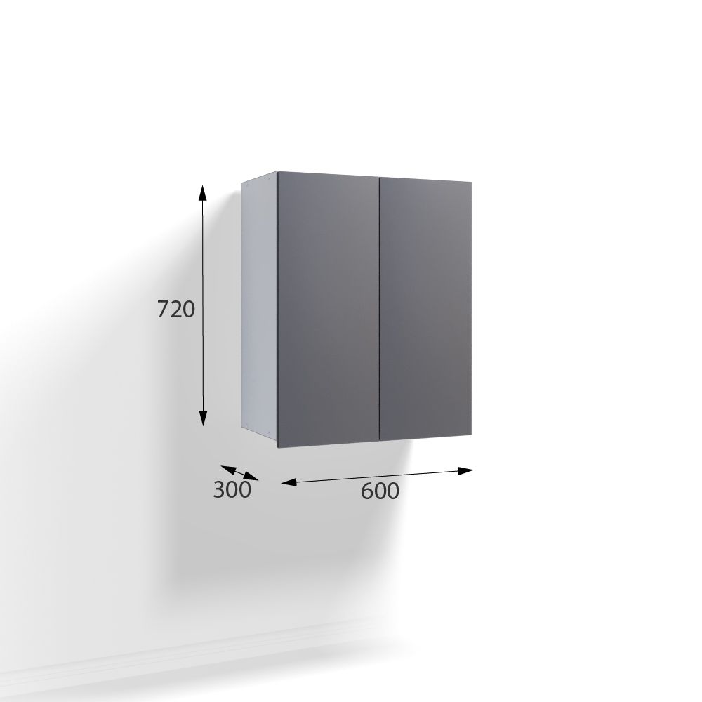 Кухонный модуль навесной Velardy, две двери 60см, серый графит