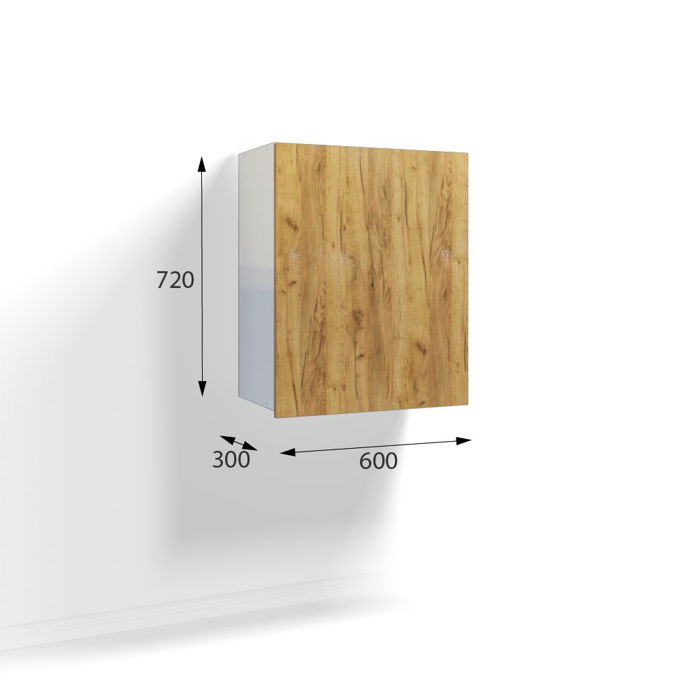 Кухонный модуль навесной Velardy, одна дверь 60см, дуб Craft золотой