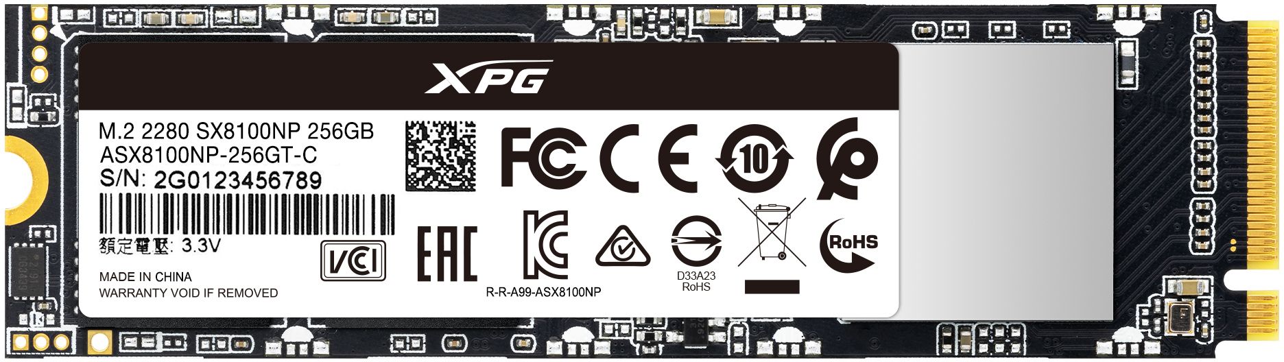 SSD накопитель ADATA XPG SX8100 M.2 2280 256 ГБ (ASX8100NP-256GT-C)