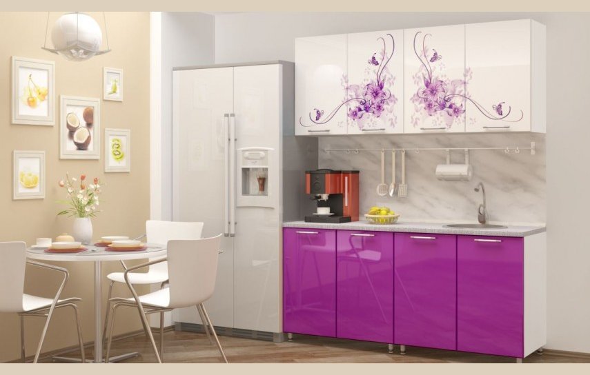 Кухонный гарнитур Регион 58 Вдохновение 160 см фиолетовый/белый