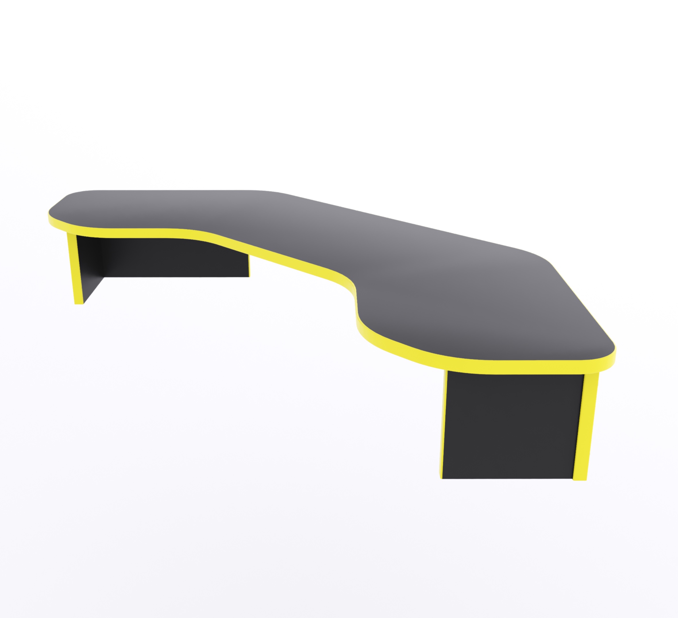 Полка для монитора для углового стола Stalkermebel, 140 см, черная с желтой кромкой