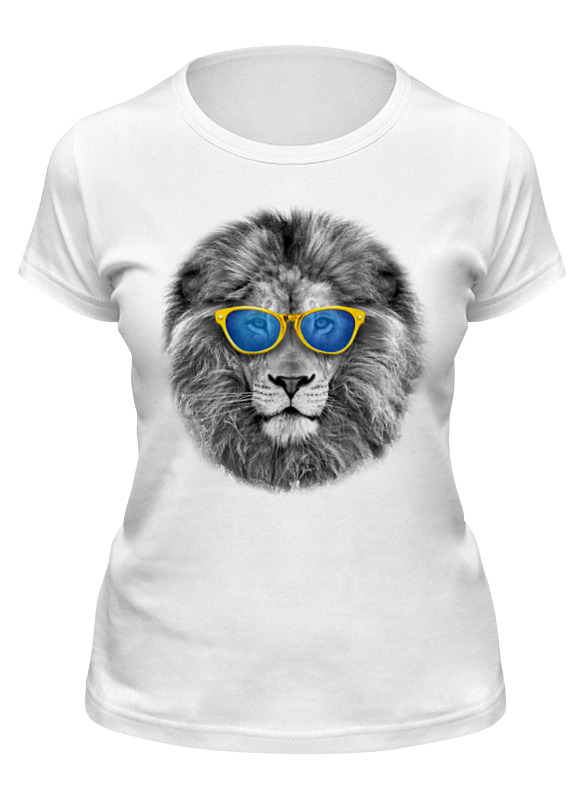 Футболка женская Printio Стильный лев в золотых очках белая XL
